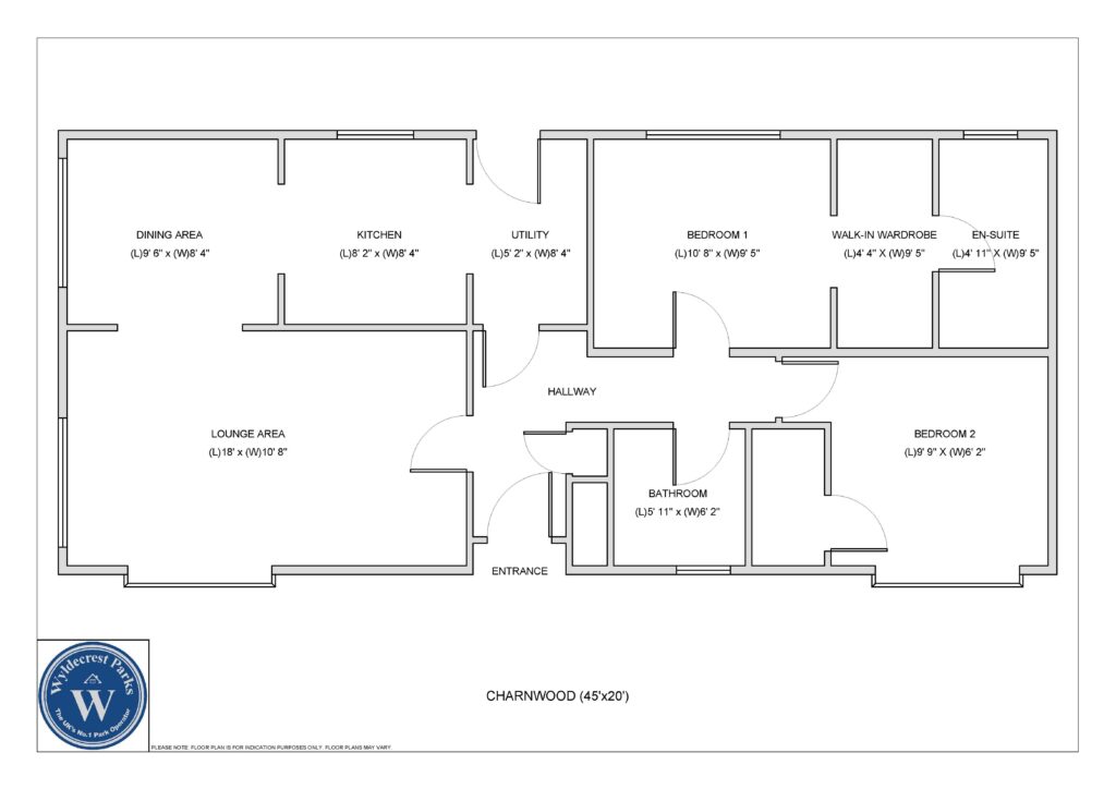 CHARNWOOD plan 45x20 - Wyldecrest Residential Parks
